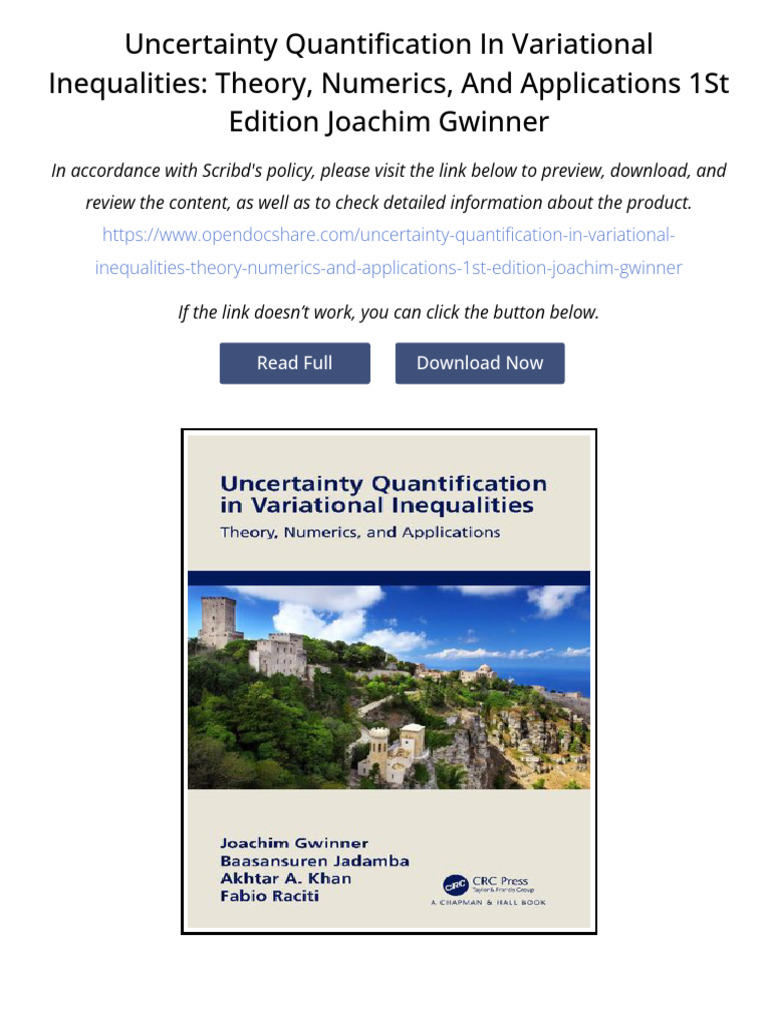 Uncertainty Quantification in Variational Inequalities: Theory ...
