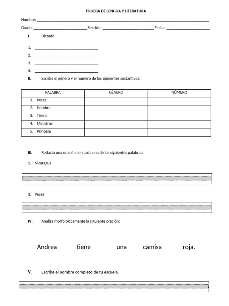 Prueba de Lengua y Literatura | PDF