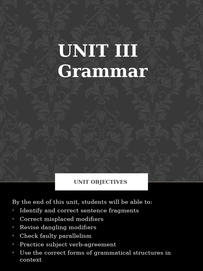 UNIT III ( Grammar) Fragment 2ND Year 3RD Smtr | PDF | Subject (Grammar ...