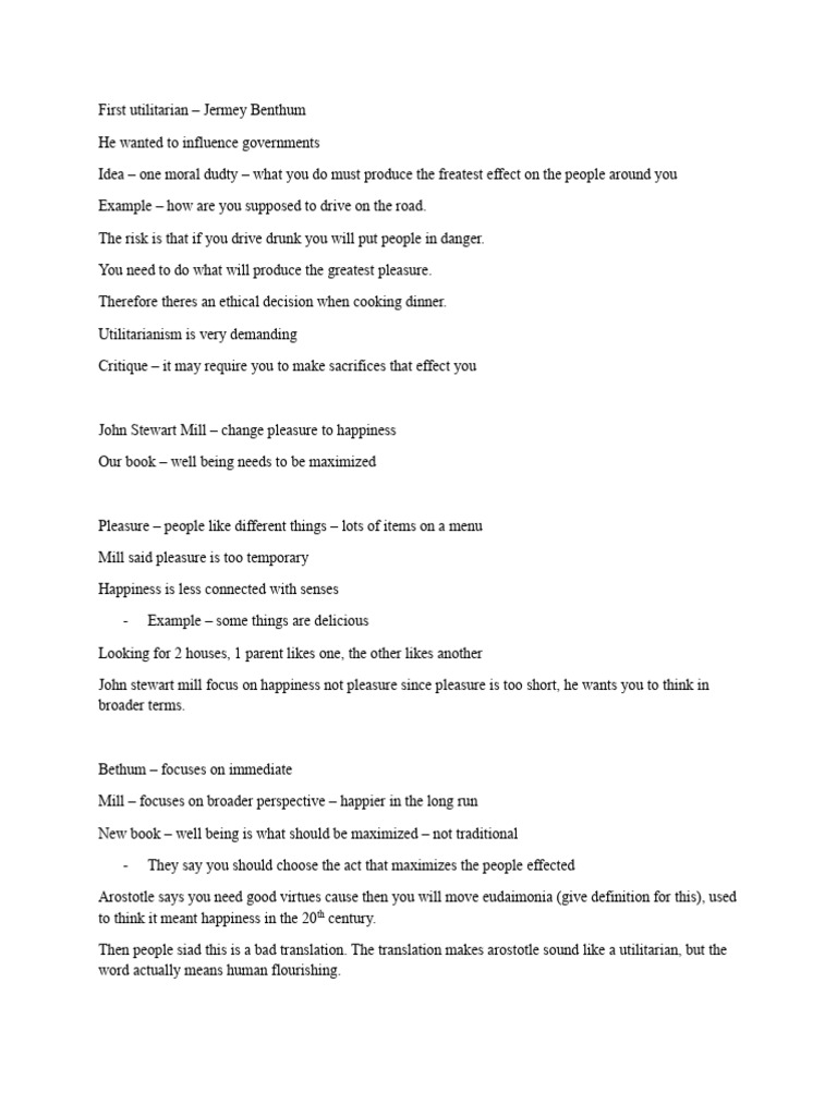 Utilitarianism: Bentham vs. Mill Insights | PDF | Utilitarianism ...