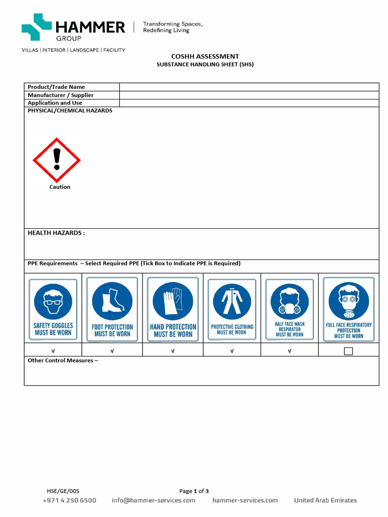 COSHH Assessment Jotun Paint Water Borne | PDF | Hazards | Waste