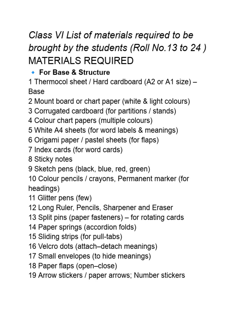 Class VI- Essentials for Exhibition | PDF