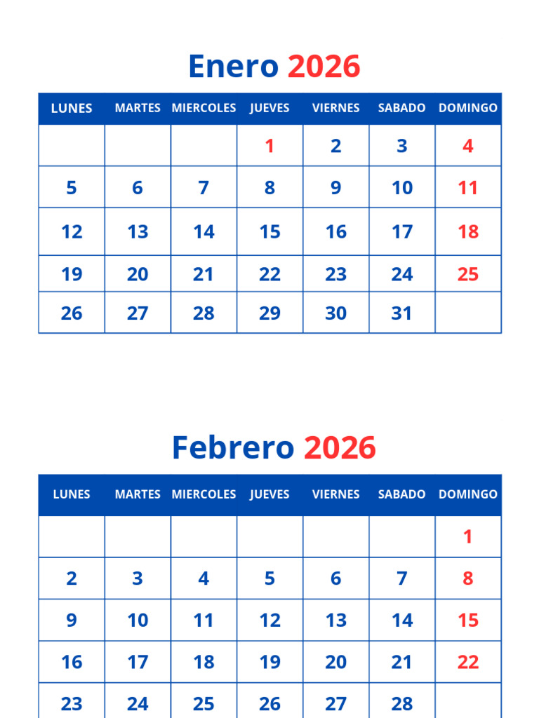 Calendario Para Pared (A4 Landscape) Calendario Chile 2025 Cuadrícula ...
