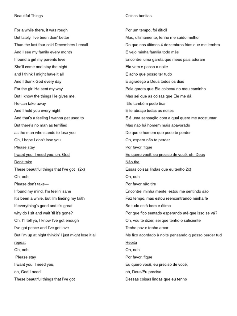 Beautiful Things | PDF | Música gravada | Gravação de som