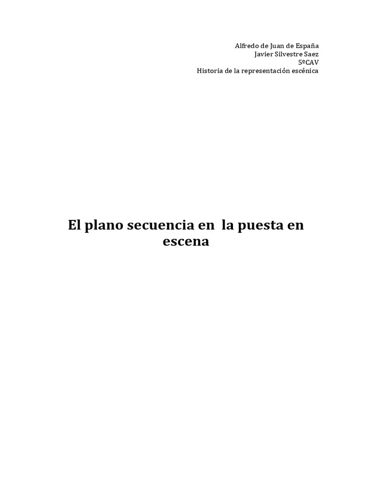 El Plano Secuencia en La Puesta en Escena | PDF