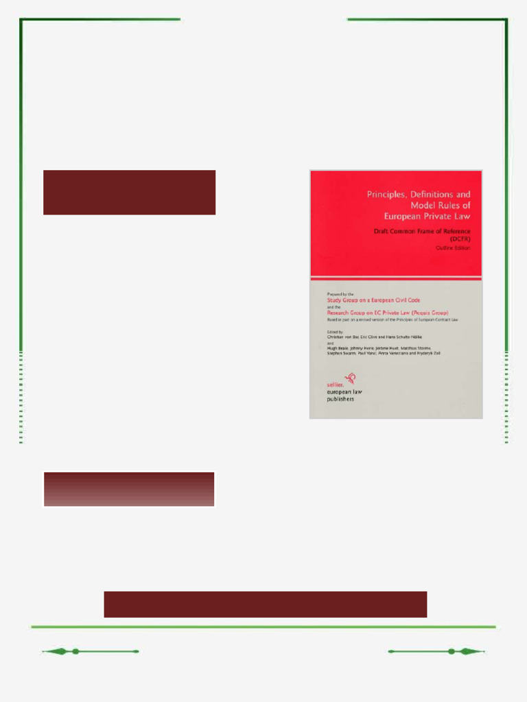 Principles Definitions and Model Rules of European Private Law Draft ...