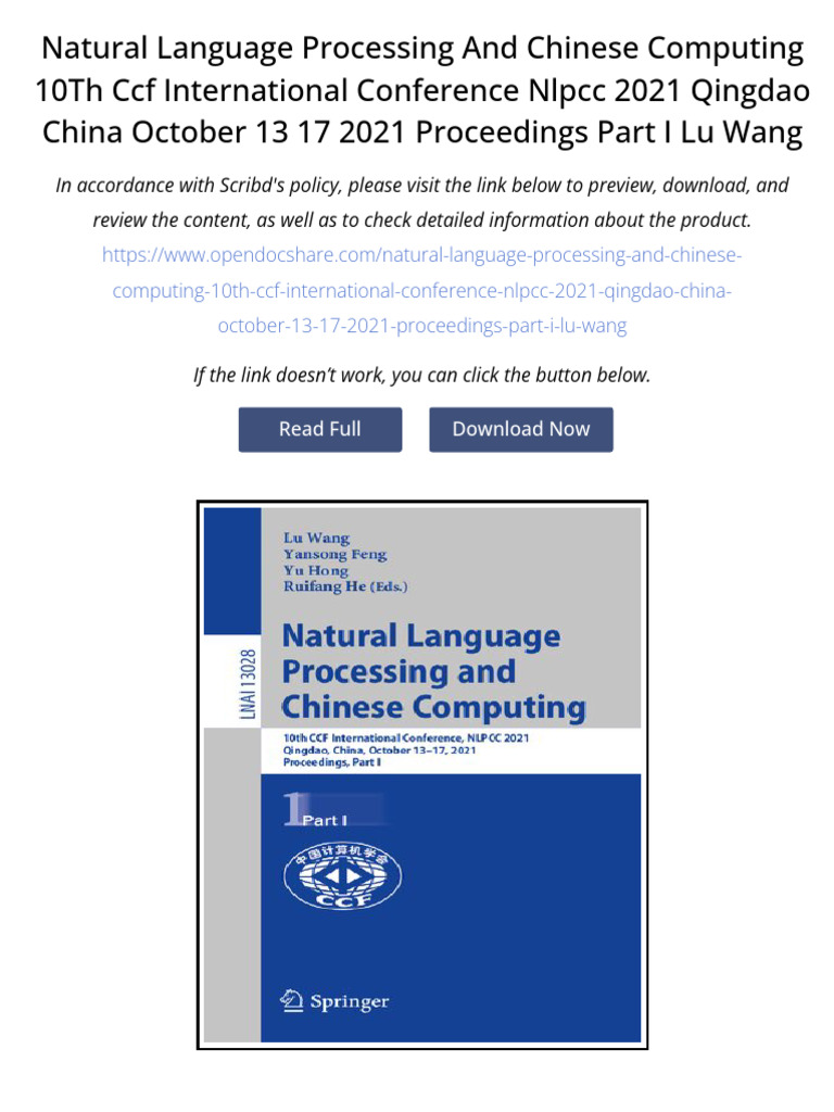 Natural Language Processing and Chinese Computing 10th CCF ...