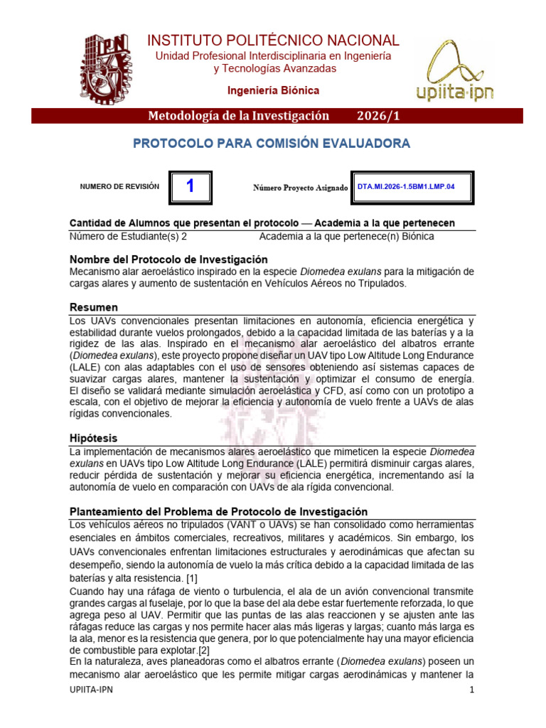 DTA.MI.2026-1.5BM1.LMP.04.PROTOCOLO | PDF | Arrastrar (Física) | Vehículo aéreo no tripulado