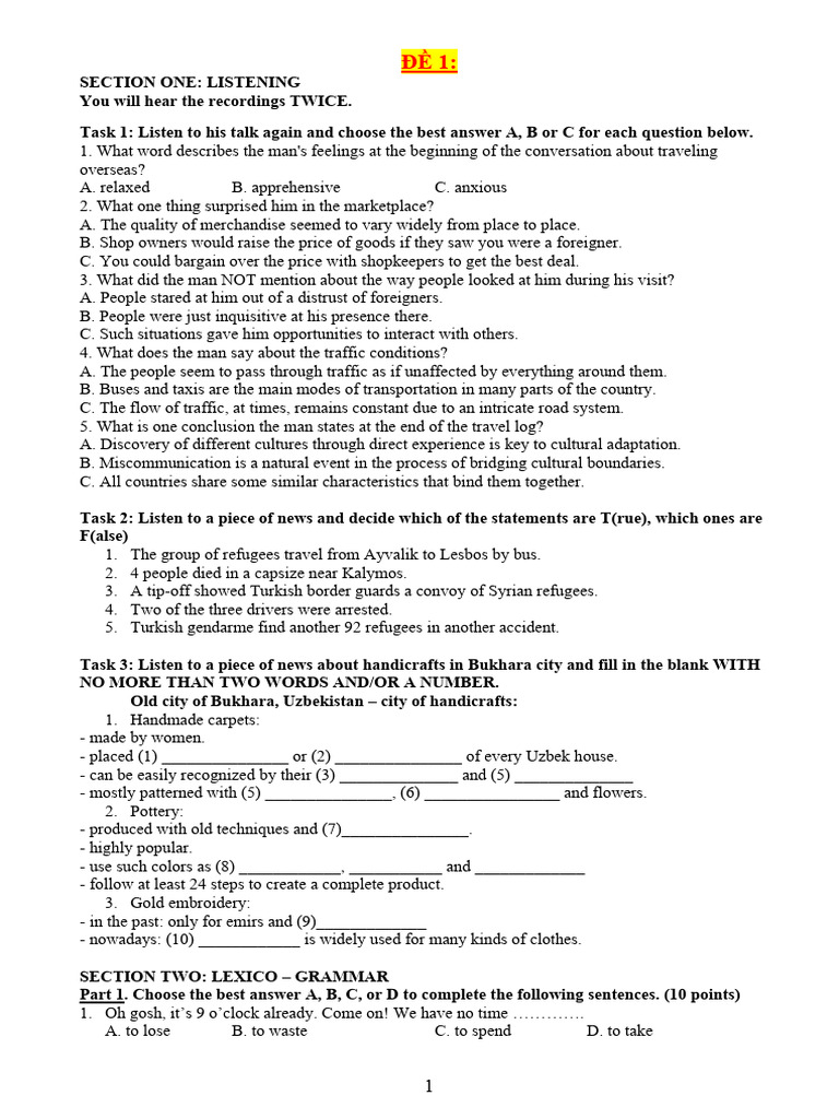 Đề+ Đáp Án Đề Ts Anh c 10 | PDF | Memory