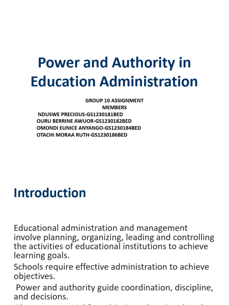 Power and Authority in Education Management | PDF | Power (Social And ...