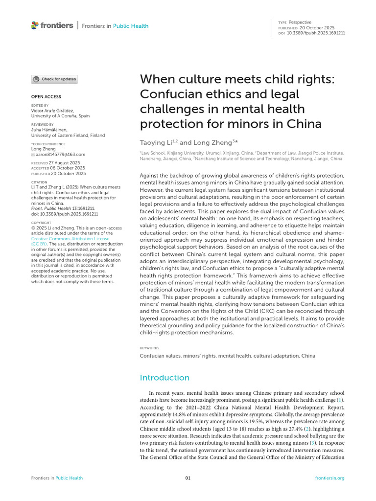 When Culture Meets Child Rights-Confucian Ethics and Legal Challenges ...