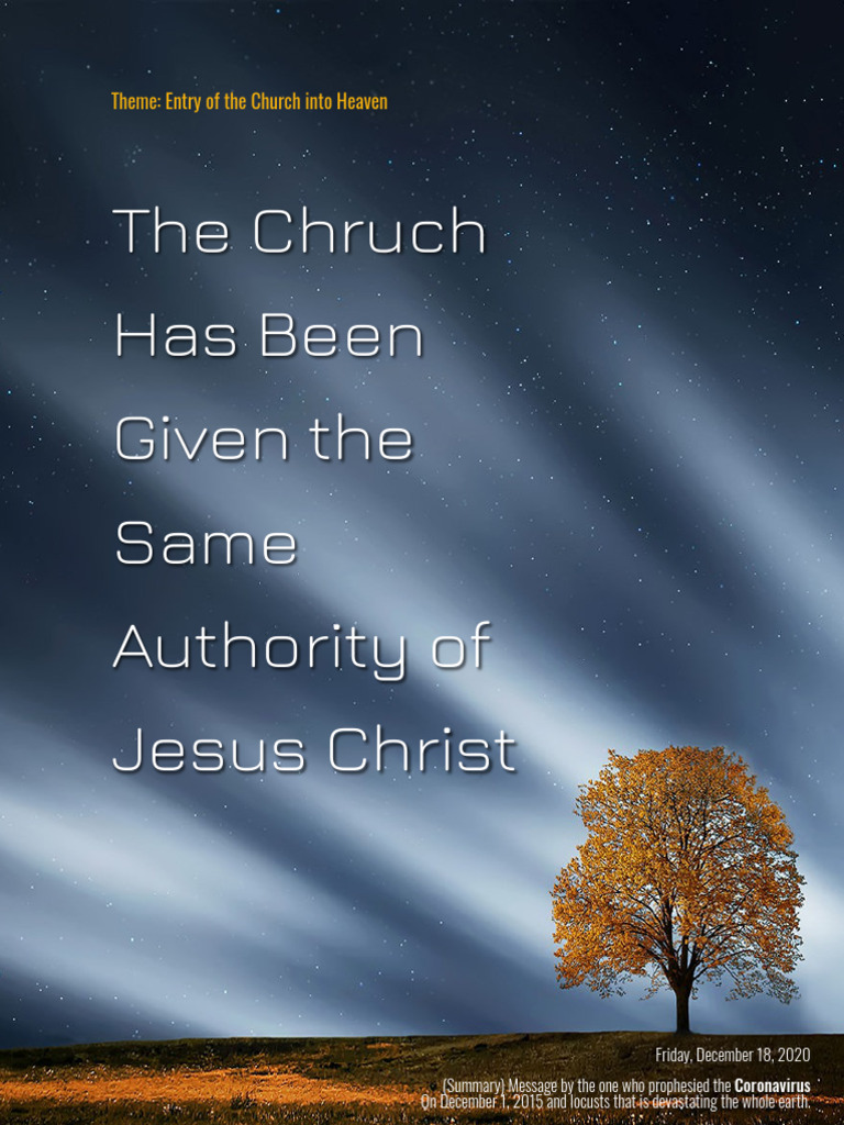 20201218 the Church Must Walk in Authority | PDF | Jesus | Rapture