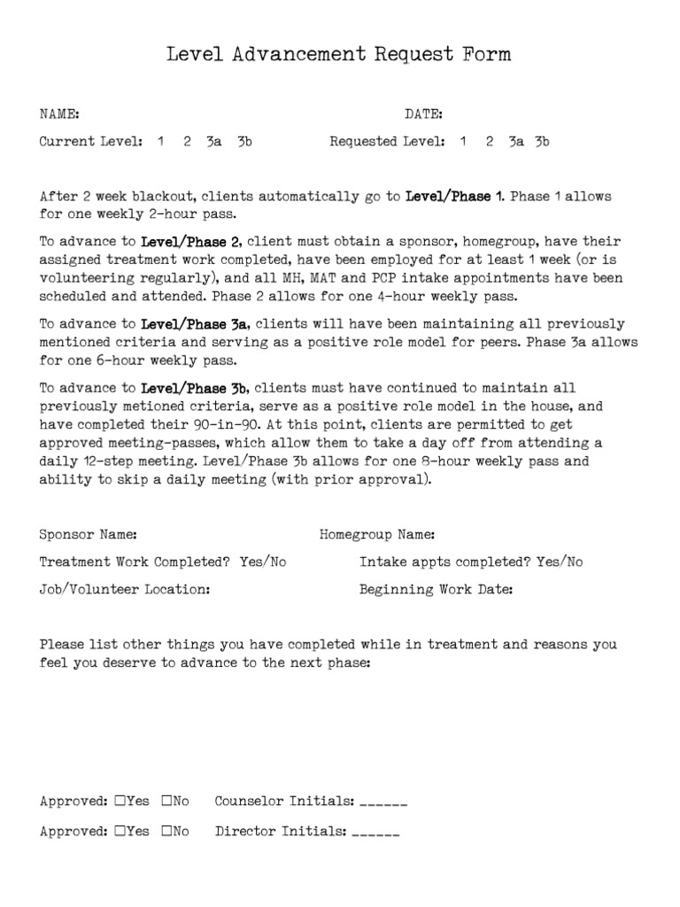 Level Advancement Request Form | PDF