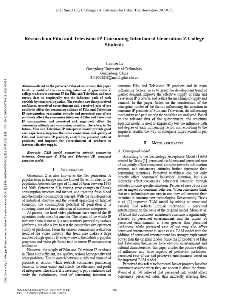 Research on Film an Television IP Consuming Intention of Generation Z ...