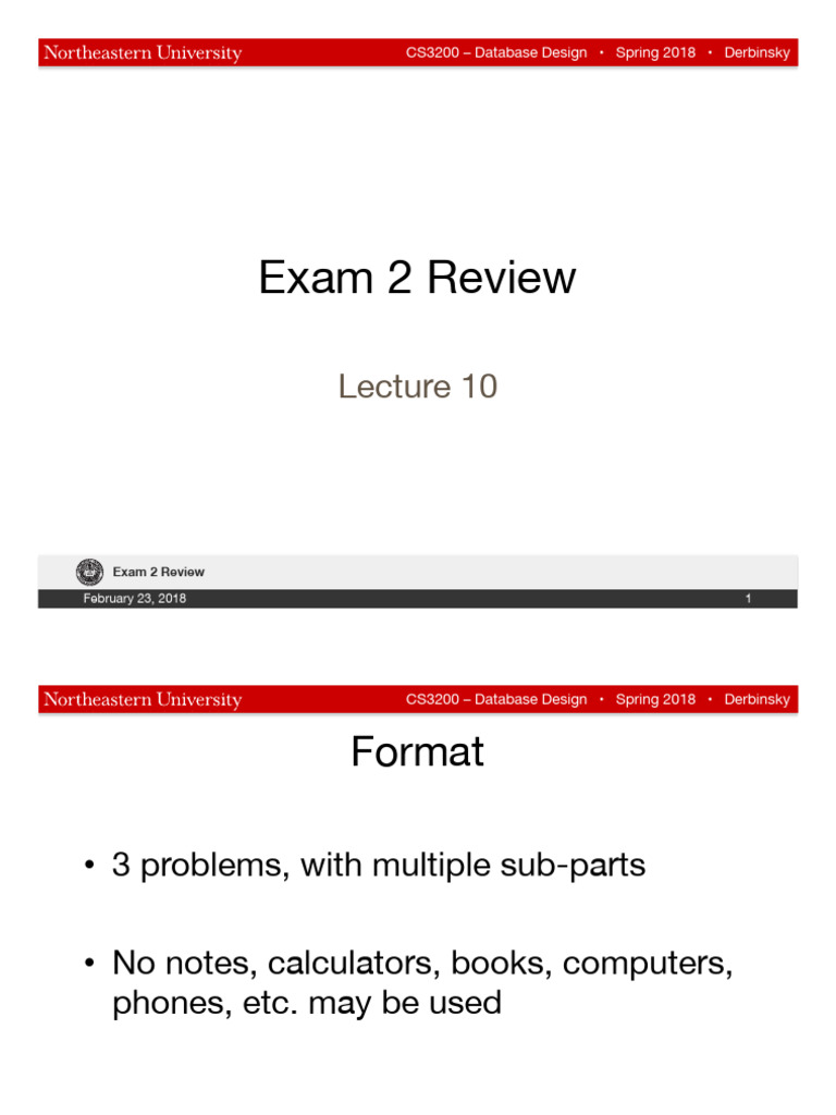 Lecture 10 Exam2-Review | PDF | Information Science | Databases