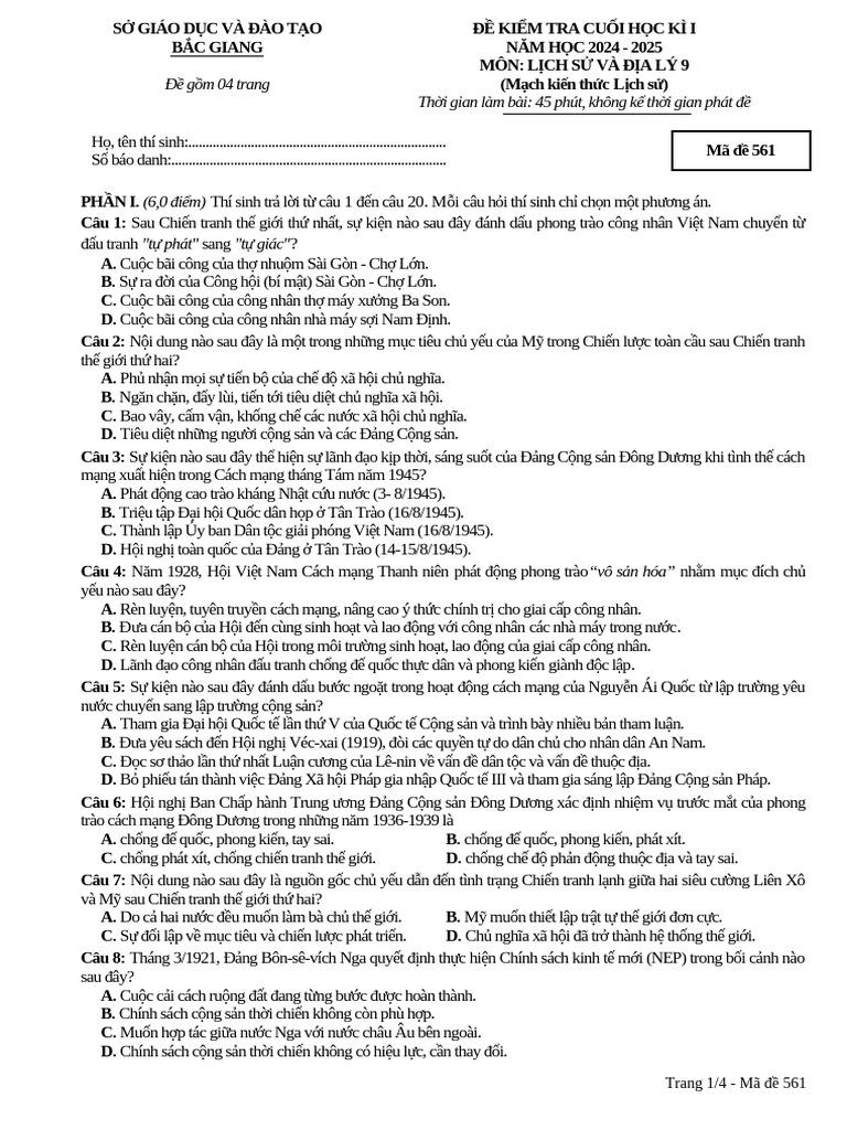 ĐỀ THI LSDL 9 | PDF