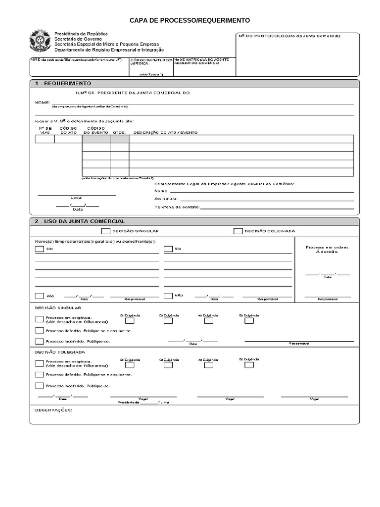Capa de Processo Requerimento | PDF