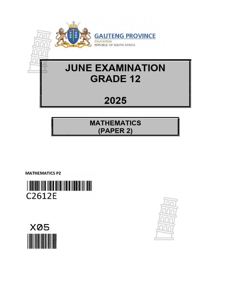 GP Maths Grade 12 June 2025 P2 Only | PDF | Circle | Mathematics