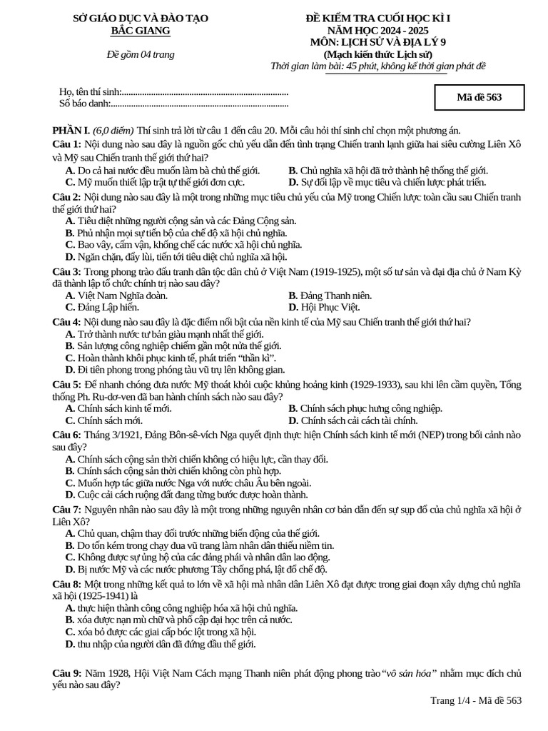 ĐỀ THI LSDL 9 | PDF