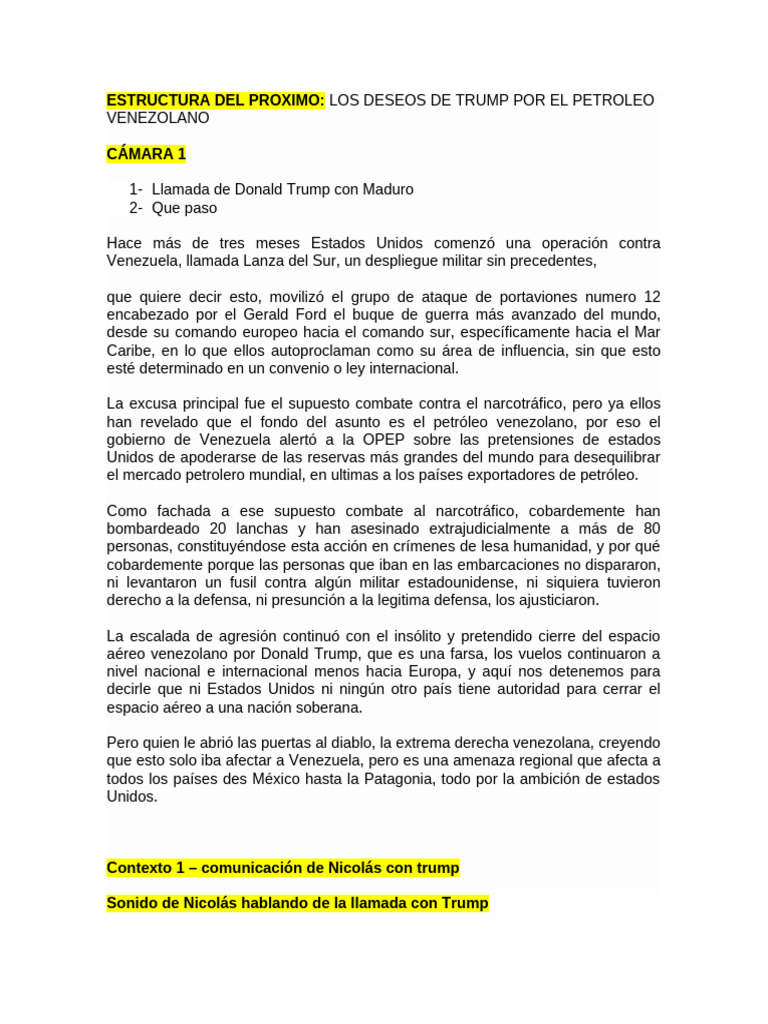 Cámara Plan Condor y Estructura Del Tema Nuevo | PDF | Venezuela ...