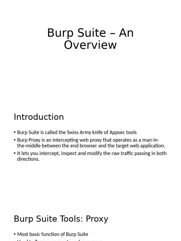 Burp Suite Tools Overview for Appsec | PDF