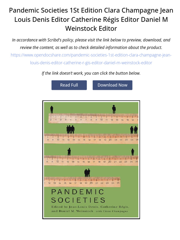 Pandemic Societies 1st Edition Clara Champagne Jean Louis Denis Editor ...
