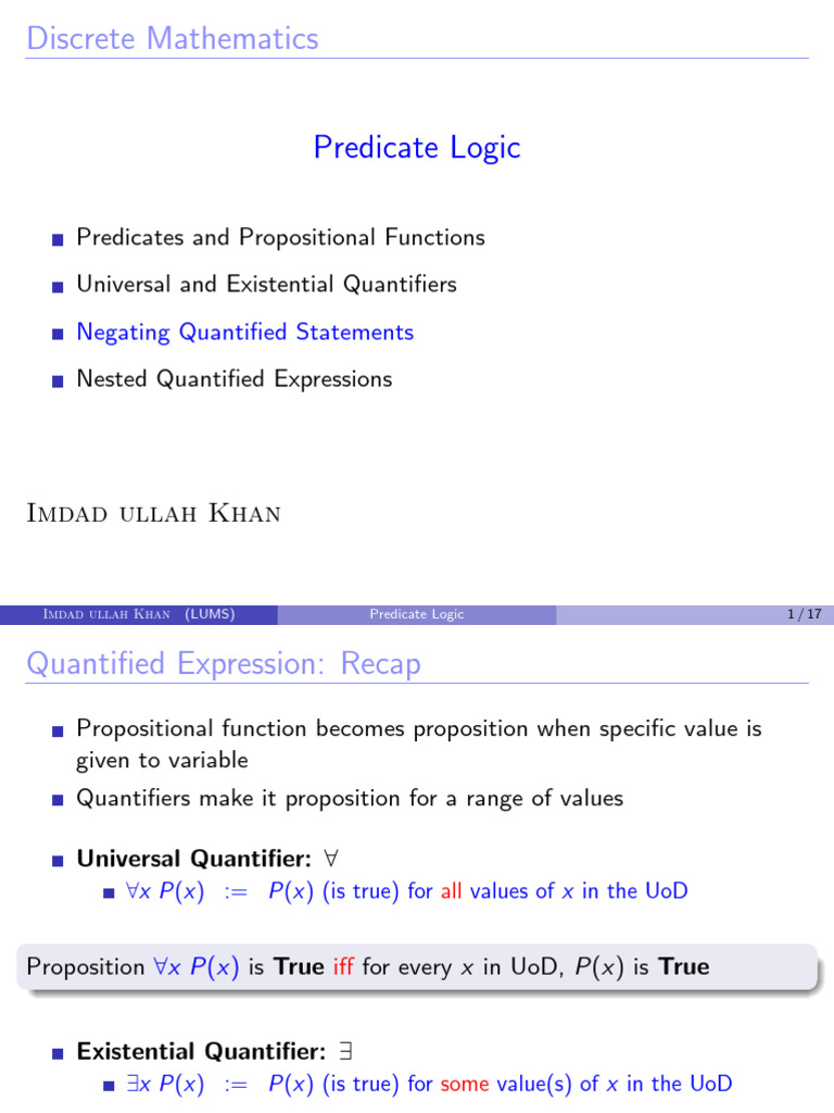 CSE 2513 Lec04 05 Negating and Nested Quantifiers | PDF | Mathematical ...
