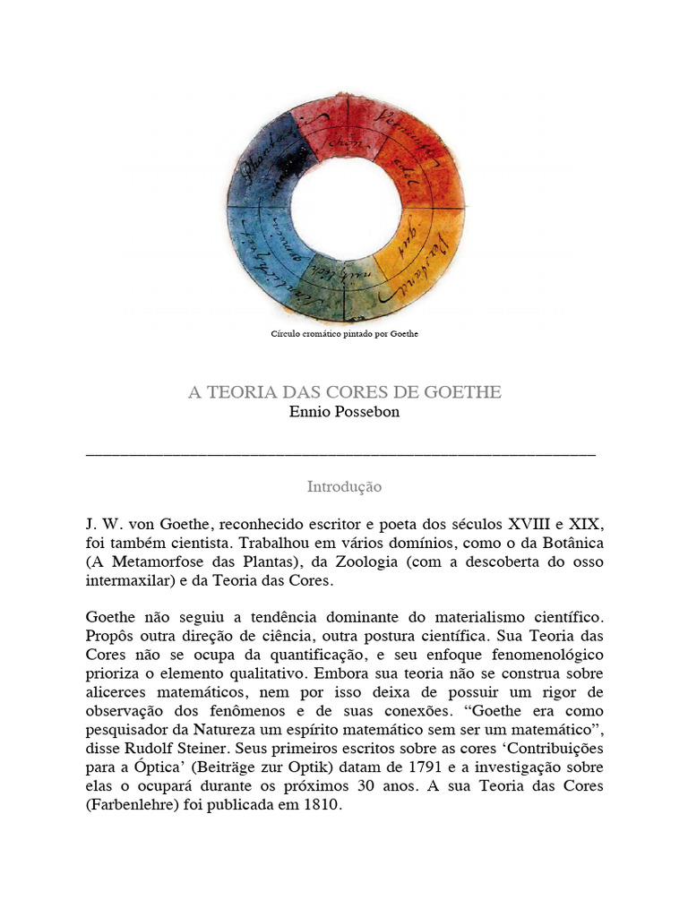 Panorama Da Teoria Das Cores de Goethe | PDF