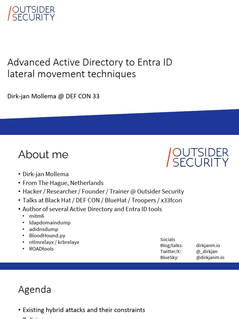 Dirk-jan Mollema - Advanced Active Directory to Entra ID Lateral ...