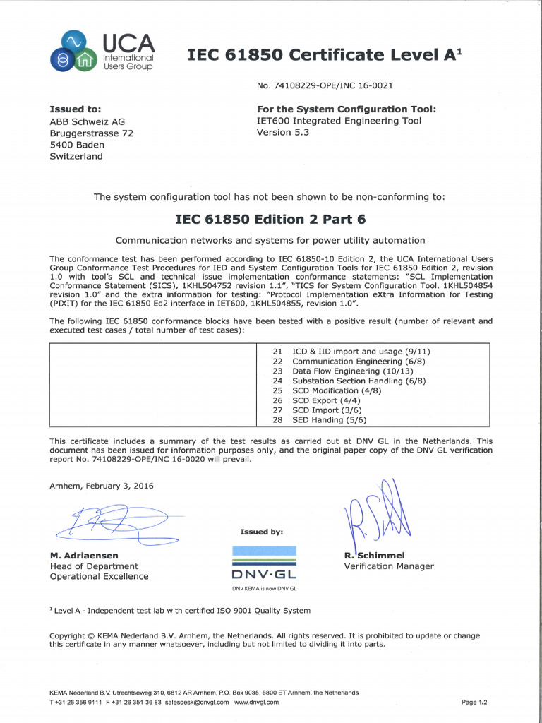 16-0021 DNVGL IET600 SCLtoolEd2 Certificate | PDF