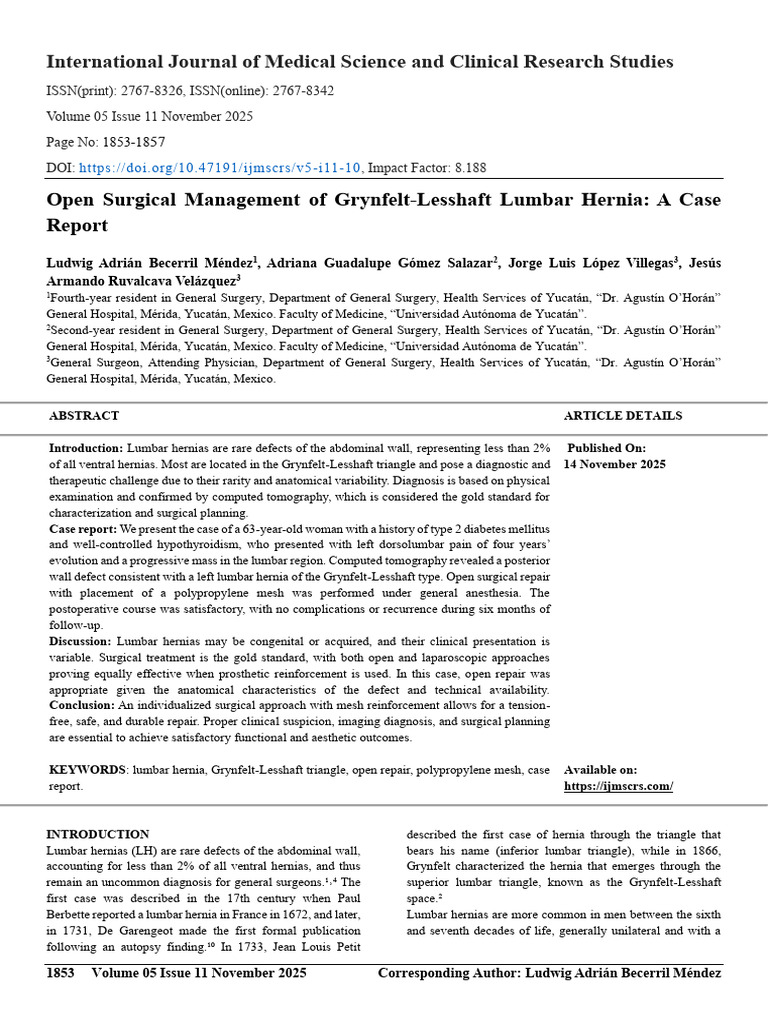 Open_Surgical_Management_of_Grynfelt-Lesshaft_Lumb | PDF | Medical ...