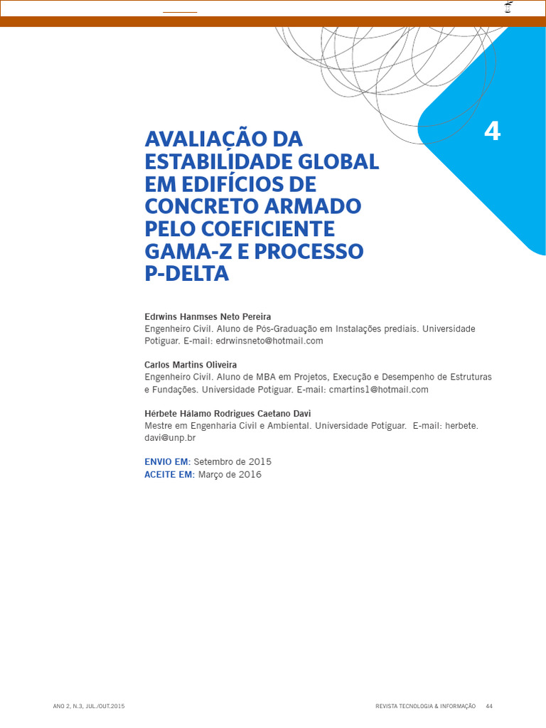 Avaliação Da Estabilidade Global Em Edificios de Concreto Armado Pelo ...