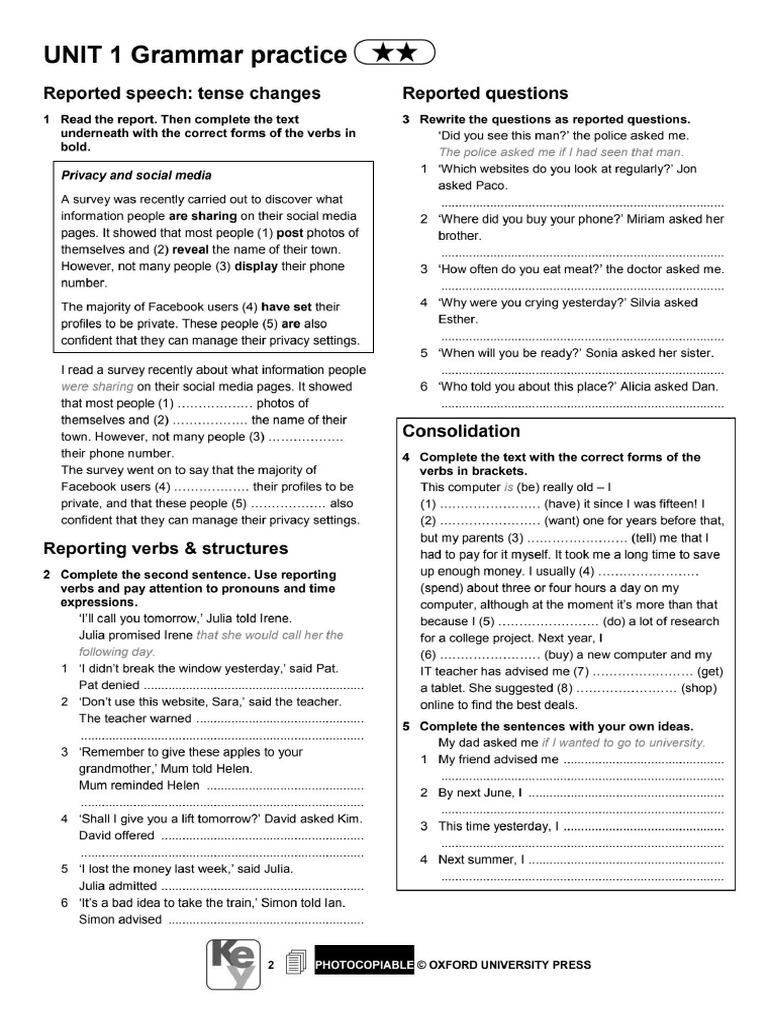 Unit 1 Grammar | PDF