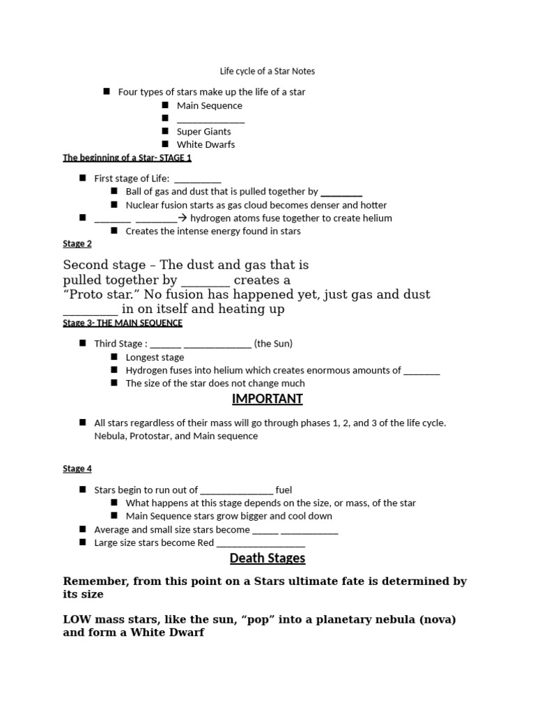 Star Life Cycle: Stages Explained | PDF | Stars | Astronomical Objects