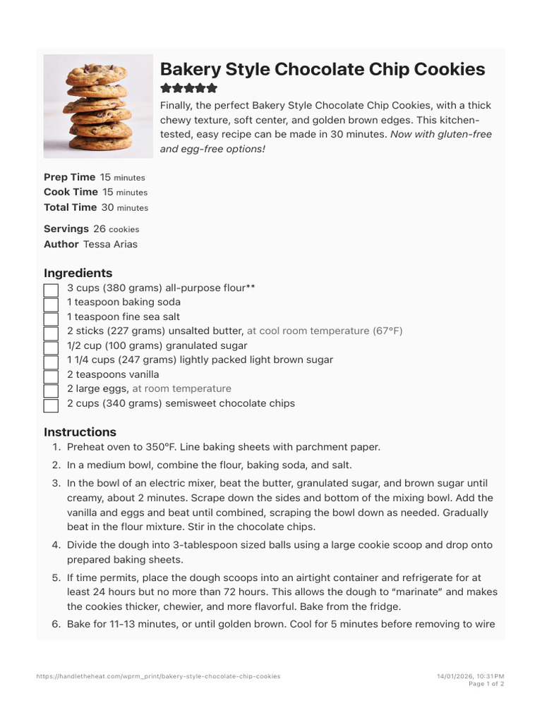 Bakery Style Chocolate Chip Cookies - Handle the Heat | PDF | Baking ...