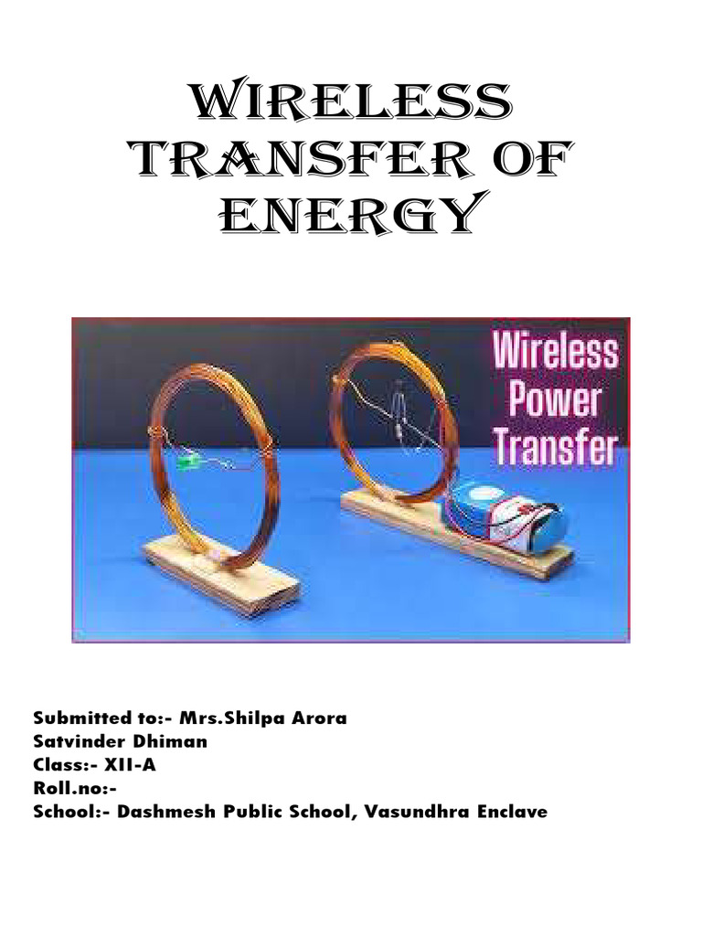 Wireless Transfer of Energy Final | PDF | Electromagnetic Induction ...
