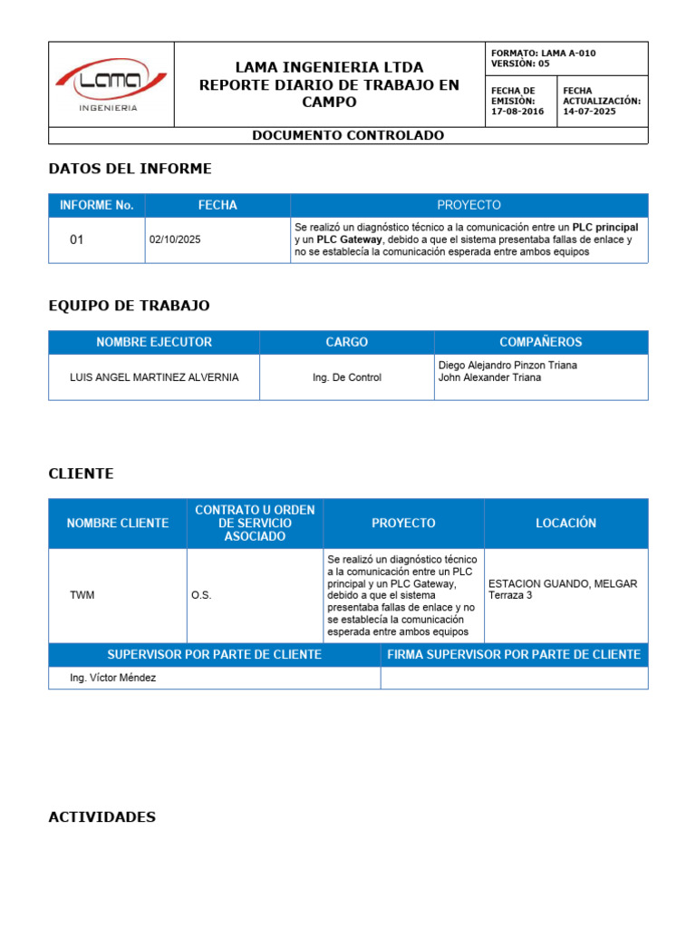 Informe TWM (Revision PLC GAS) | PDF | Cable coaxial | Fibra óptica