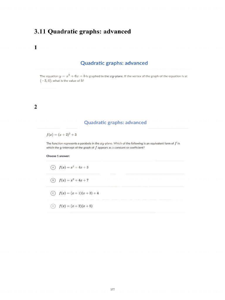 3.11 New Khan Digital Math-Advanced (1) | PDF | Quadratic Equation ...