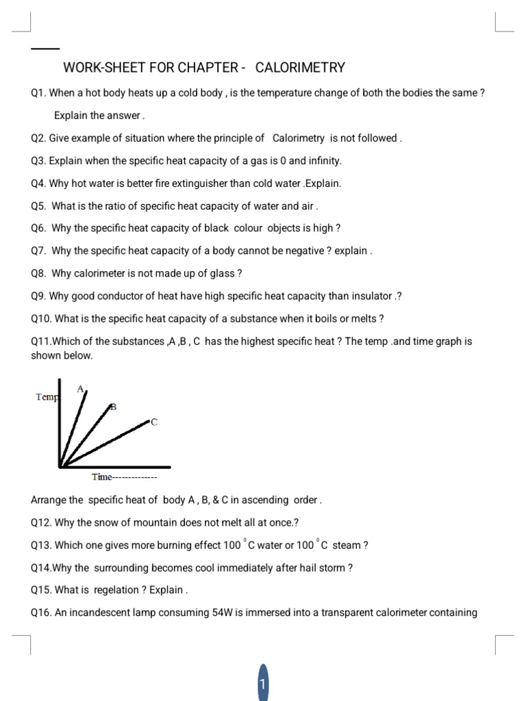 Calorimetry Worksheet Questions | PDF | Heat | Latent Heat