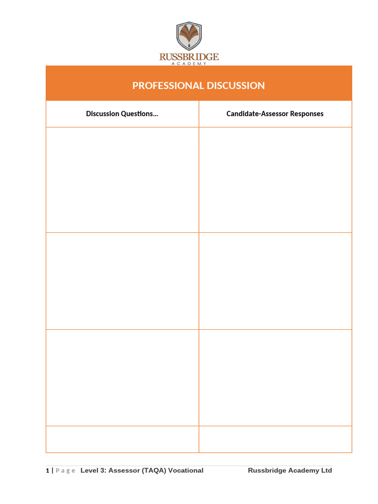 Level 3 Assessor Discussion Guide | PDF