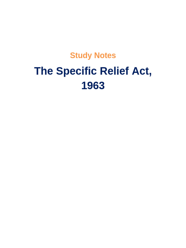 Specific Relief Act1963 | PDF | Legal Remedy | Lease