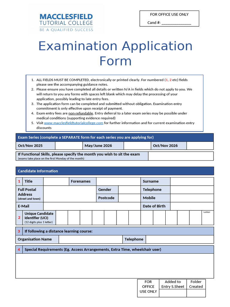 Examination Application Form Guide | PDF | Qualifications | Student ...