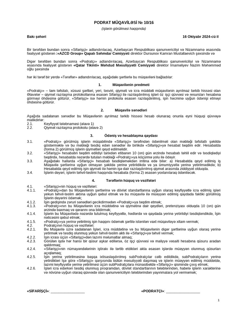 Podrat M. Qatar Tikinti AZCD Group | PDF