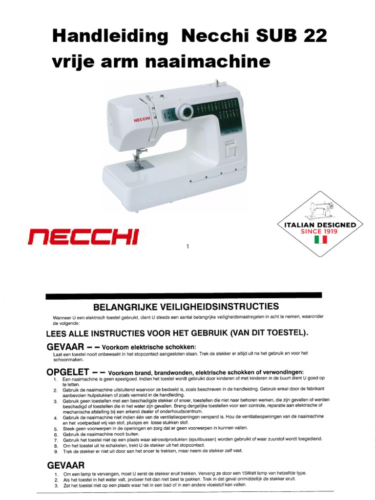 Necchi SUB 22 Sewing Machine-Kopieer | PDF