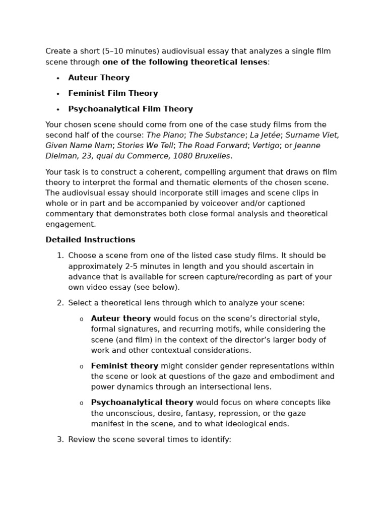 Film Scene Analysis: Theoretical Approaches | PDF | Essays | Film Theory