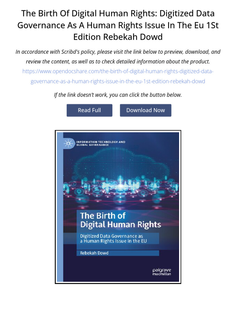 The Birth Of Digital Human Rights: Digitized Data Governance As A Human ...