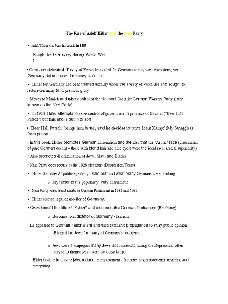 Hitler's Rise and Nazi Party Influence | PDF | Adolf Hitler | World War II