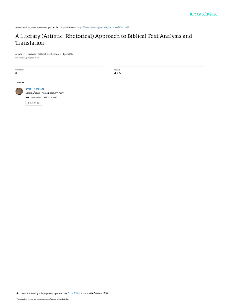 A Literary Approach to Biblical Text Analysis and Translation | PDF ...