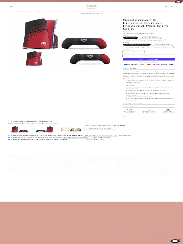 Spiderman PS5 Slim Skin Bundle Deals | PDF | Video Game Consoles ...