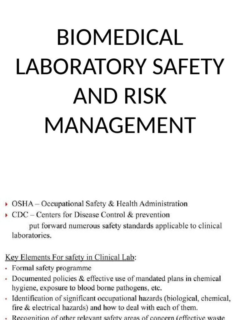 Biomedical Laboratory Safety | PDF